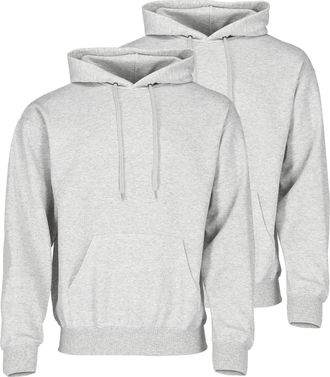 Fruit Of The Loom Doppelpack Classic Kapuzen-Sweat Herren Hoodie 2er Pack + GRATIS MyShirt Stoffbeutel, Farbe:Graumeliert, Gr&ouml;&szlig;e:2XL