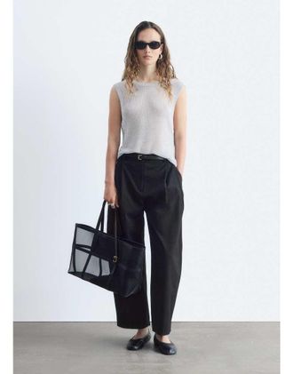 & Other Stories Hose mit weitem Bein und Ballonform, Vorderfalten, in Schwarz