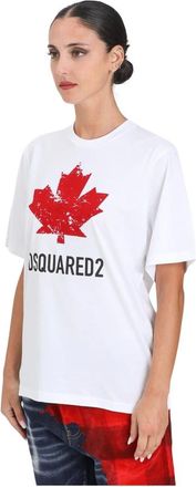 Dsquared2 Femme, Tops, Blanc, Taille: 36 FR T-shirt blanc avec logo Sport