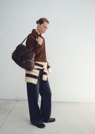 Mango Jacke aus Rauleder mit Kn&ouml;pfen br&auml;unliches orange - Damen - XS - MANGO