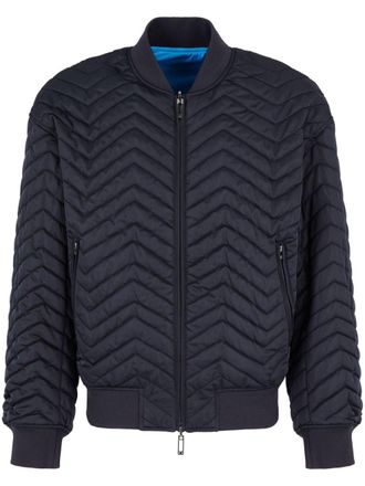 Emporio Armani veste bomber à design réversible - Bleu