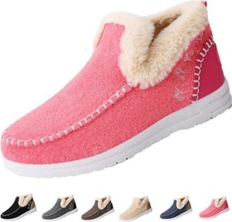 Generic Bottes orthop&eacute;diques confortables en polaire &agrave; enfiler, chaussures plates antid&eacute;rapantes avec doublure en peluche chaude pour femme, bottines dhiver c