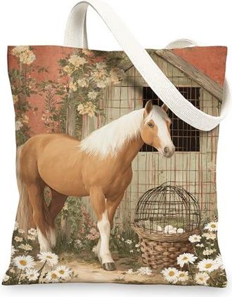 Generic Sacs fourre-tout en toile à motif floral et animal - Sacs dépicerie réutilisables - Légers et lavables - Pour salle de sport, voyage, plage, pique-niq