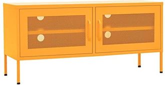 vidaXL Meuble TV Armoire Basse Centre de Divertissement Meuble Stéréo Salon Salle de Séjour Maison Intérieur Jaune Moutarde 105x35x50 cm Acier