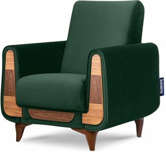 Konsimo Konsimo - gustavo Klassischer Sessel aus Schaumstoff und Holz, dunkelgr&uuml;n