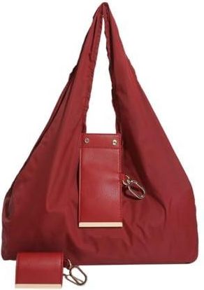 Generic Sac fourre-tout, pliable et extensible avec porte-cl&eacute;s sac fourre-tout multifonction compact pour le shopping usage quotidien, Rouge, 39*28*7CM
