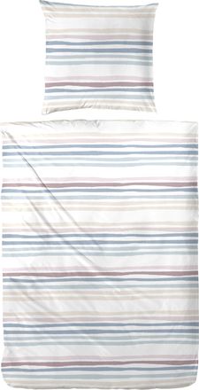 Primera Perkal Bettw&auml;sche 155x220 Streifen blau Oliv beige 133044-37