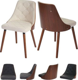 Mendler Mendler - 2x Chaises de Salle à Manger HWC-A75, pour visiteurs, bois courbé design Noyer - Similicuir blanc