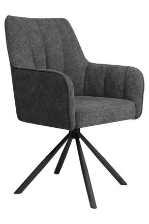 CARRYHOME Armlehnstuhl, Grau, Metall, Textil, konisch, Rundrohr, 58x91x65 cm, Sitzfl&auml;che 360&deg; drehbar, Esszimmer, St&uuml;hle, Esszimmerst&uuml;hle, Armlehnenst&uuml;hle