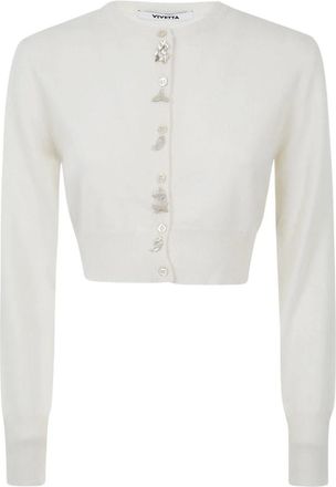 Vivetta Vivetta, Femme, Pulls, Beige, Taille: 40 FR Gilet Court avec Petits Poissons