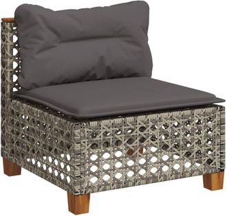 vidaXL Vidaxl - Gartensofa ohne Armlehnen mit Kissen Grau Poly Rattan