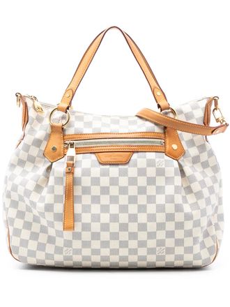 Louis Vuitton sac &agrave; main Evora MM en toile Damier Azur (2010) - Blanc