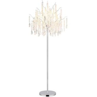 Globo Lighting Stehleuchte Standleuchte Wohnzimmerlampe silber Glaskristalle Fu&szlig;schalter H165cm