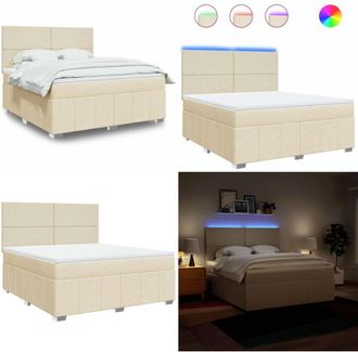 vidaXL Boxspringbett mit Matratze Creme 180x200 cm Stoff - Vidaxl