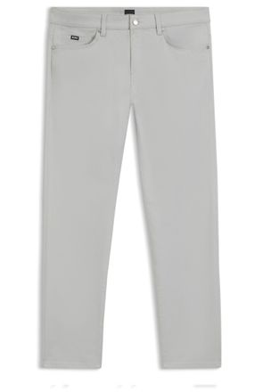 BOSS Herren H-Delaware5 Delaware Slim-Fit Hose aus elastischem Baumwoll-Satin Hellgrau 33/34