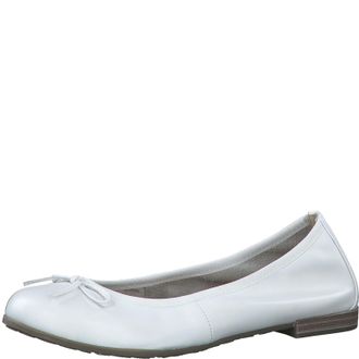 Marco Tozzi Damen Ballerinas aus Leder mit Schleife, Wei&szlig; (White), 40 EU