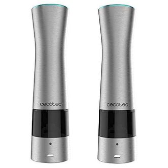 Cecotec elektrische Kaffemühle InstantMill Press Duo, Edelstahlkörper, Pressfunktion, Keramikmahlräder, Eingebautes LED-Licht, Acrylfenster