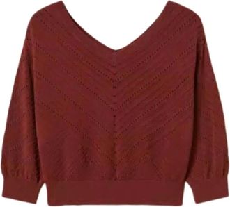 Twinset Femme, Pulls, Brun, Taille: 36 FR Maille Chevron Col V