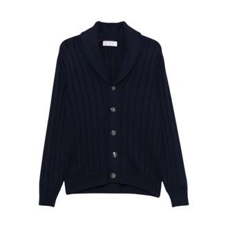 Brunello Cucinelli Cardigan &agrave; col ch&acirc;le - Homme - Pulls - Bleu - Taille: XL