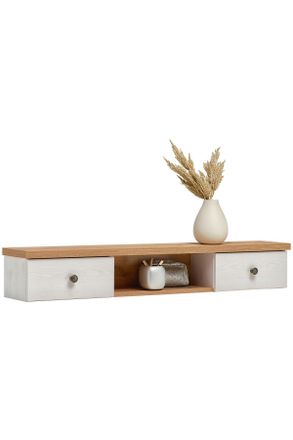 MID.YOU Mid.you Schminktischaufsatz Rovigio, Wei&szlig;, Eiche, Eiche San Remo, Holzwerkstoff, 2 Schubladen, 120x18.5x20 cm, Schlafzimmer, Schminktische