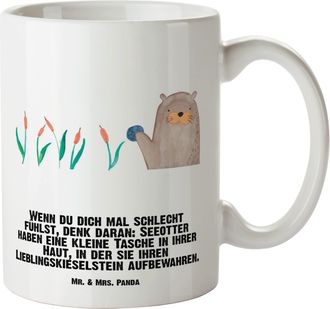 Mr. & Mrs. Panda XL Tasse Otter Stein - Geschenk, Seeotter, XL Becher, XL Teetasse, Fischotter, Große Tasse, Pflanzen, Otter Seeotter See Otter