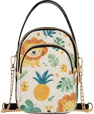 Mnsruu Sac à bandoulière pour femme Motif lions et ananas avec sangle réglable