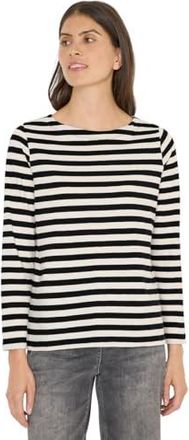 Cecil 3227274 T-Shirt Basique rayé, Noir, XXL Femmes