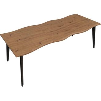 Hhg Neuwertig] Esszimmertisch HHG 235, Ausziehtisch Esstisch, Eisen mdf ausziehbar 160-220cm Walnuss-Optik