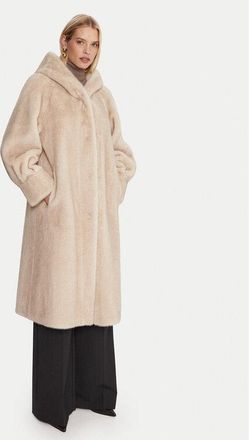 Luisa Spagnoli Pelzmantel Savelli 542439 Beige Loose Fit