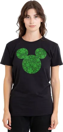 Mickey Mouse Damen St Patricks Day Shamrock Ears Ladies Shirt, Black, Schwarz, S EU