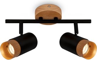 Briloner Deckenlampe, Deckenleuchte, Lampe, Holzapplikation, Schwenkbar, Wohnzimmerlampe, Schlafzimmerlampe, Küchenlampe, Schwarz-Holz