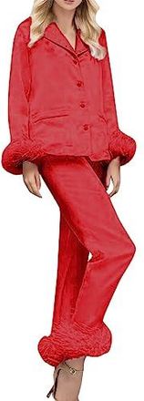 Generic Chemise De Nuit Femme Sexy Combinaisons Flanelle Kawaii Hiver Pyjama Femme Noel Pyjama Femme Coton Grande Taille Cadeaux de Noel pour Un Papa Cyber Mo