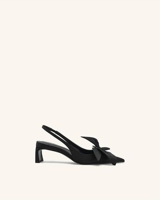 JW PEI Queena escarpins slingback &agrave; appliqu&eacute;s floraux noirs