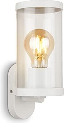 Briloner Leuchten- Au&szlig;enlampe, Au&szlig;enwandleuchte Glas, IP44, E27, Wei&szlig;, 230x95x115 mm (LxBxH), 3600-016