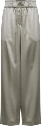 Brunello Cucinelli Femme, Pantalons, Gris, Taille: 38 FR Pantalon de surv&ecirc;tement en satin de soie stretch