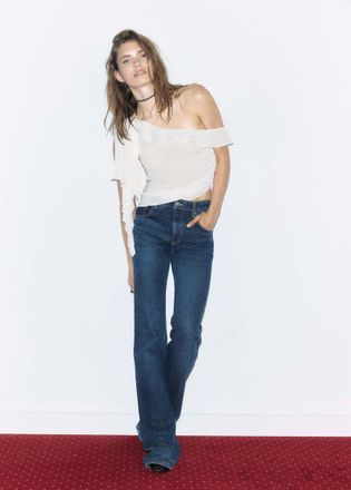 Mango Top asym&eacute;trique volants &eacute;cru - Femme - S - MANGO