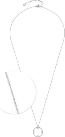 Leonardo 024460 Ciao Campagnola Collier mi-long en acier inoxydable argenté avec pendentif en forme de trèfle avec pierres de zirconium, 60-65 cm de long, bijo