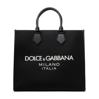 Dolce & Gabbana Homme, Sacs, Noir, Taille: ONE Size Grand Sac Fourre-Tout Noir avec Logo