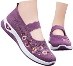 Generic Chaussures de marche confortables tiss&eacute;es l&eacute;g&egrave;res et respirantes avec semelle souple - Coupe large - Chaussures de marche compens&eacute;es d&eacute;contract&eacute;es et 