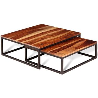 vidaXL Vidaxl - Ensemble de table basse gigogne 2 pcs Bois massif de Sesham