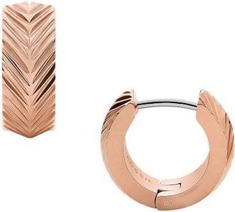 Fossil Créoles Harlow Linear Texture Fossil en acier inoxydable, doré rose, pour femme, JF04662791