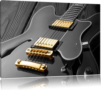 Pixxprint elegante E-Gitarre B&W, Größe: 100x70cm, Leinwandbild, fertig gespannt, Wandbild, Dekoration, Kunstdruck, kein Poster