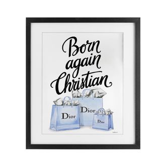 Stupell Industries Glam Bags Gerahmter Kunstdruck Born Again, christlicher Druck, unter Glas, Design von Amanda Greenwood, 53,3 x 43,2 cm, Schwarz