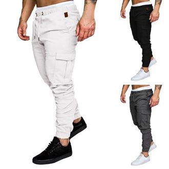 Generic Pantalon cargo pour homme - Coupe ample - Pantalon de jogging avec poches multiples - Pantalon de surv&ecirc;tement avec poignets - Pantalon dentra&icirc;nement a