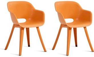 Keter Akola Gartenstuhl - 2 St&uuml;ck - 55x56.5x80cm - Kunststoff - Orange - Schalenstuhl mit ikonischen Design - wetterbest&auml;ndig - einfach zu montieren