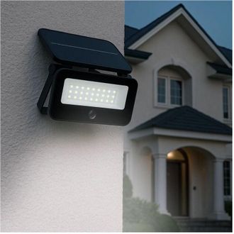 Trade Shop Trade Shop - LAMPADA APPLIQUE PROIETTORE LED MURO CON PANNELLO SOLARE SENSORE PIR ESTERNO IP65 TK13-50F