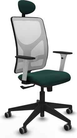 Piqueras y Crespo B&uuml;rostuhl mit wei&szlig;en und schwarzen Armlehnen, h&ouml;henverstellbare Lendenwirbelst&uuml;tze und festes Kopfteil, ausgestattet mit 3 Positionen, Wei&szlig;/Flaschengr