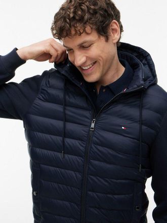 Tommy Hilfiger Steppjacke MIX MEDIA RWB REGULAR HOODED R&uuml;ckteil und &Auml;rmel aus Sweatware, normale Passform