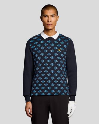 Lyle & Scott Baumwoll-Pullover mit Rundhalsausschnitt und Rautenmuster
