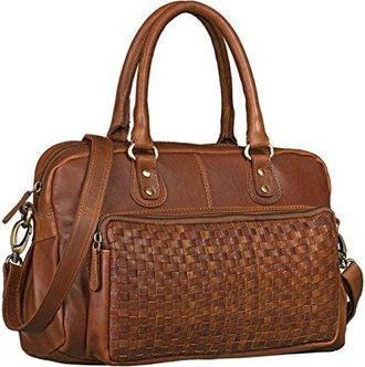 STILORD Vintage Sac &agrave; Main Cuir tress&eacute; Sac en bandouli&egrave;re pour Femmes el&eacute;gant en Cuir Marron/Cognac, Couleur:Cognac Marron